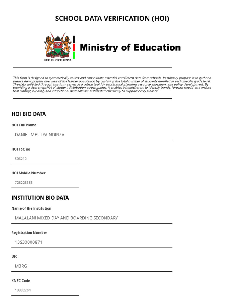 School Data Verification (Hoi) | PDF