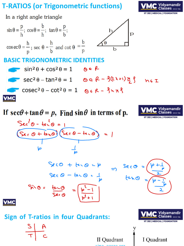 Trigonometric Identities & Equations, L-1 | PDF | Elementary ...