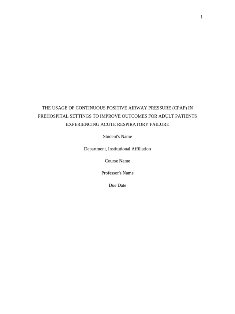 Prehospital CPAP for Acute Respiratory Failure | PDF | Emergency ...