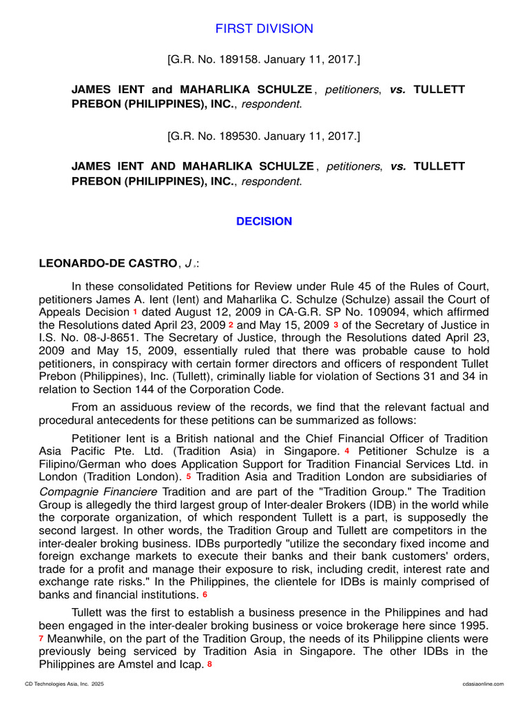 Ient v. Tullett Prebon (Philippines), Inc. | PDF | Public Law | Justice