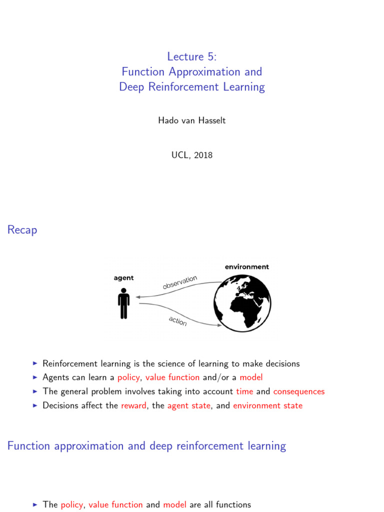RL - 05 Function Approximation and Deep Reinforcement Learning | PDF | Least Squares | Machine ...