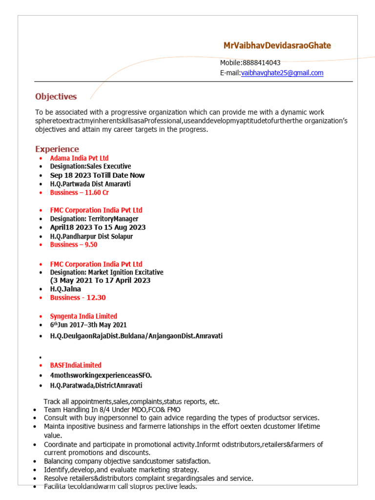 Sales and Marketing Professional CV | PDF | Strategic Management ...