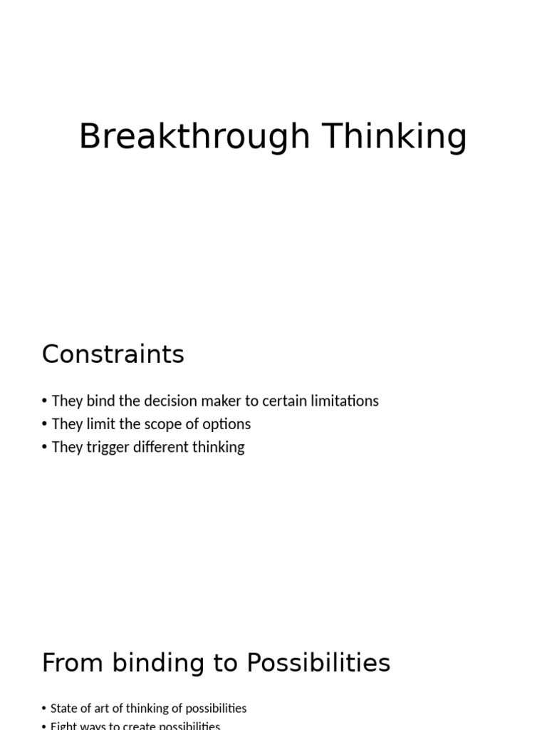 Breakthrough Thinking Strategies | PDF | Cognition | Learning