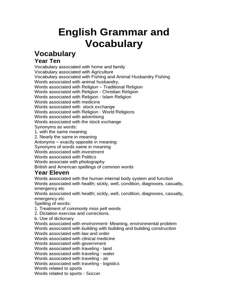 English Grammar and Vocabulary Text Book | PDF | Linguistics