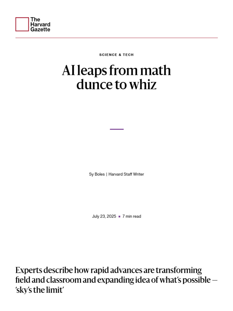 AI Leaps From Math Dunce To Whiz - Harvard Gazette | PDF | Artificial ...