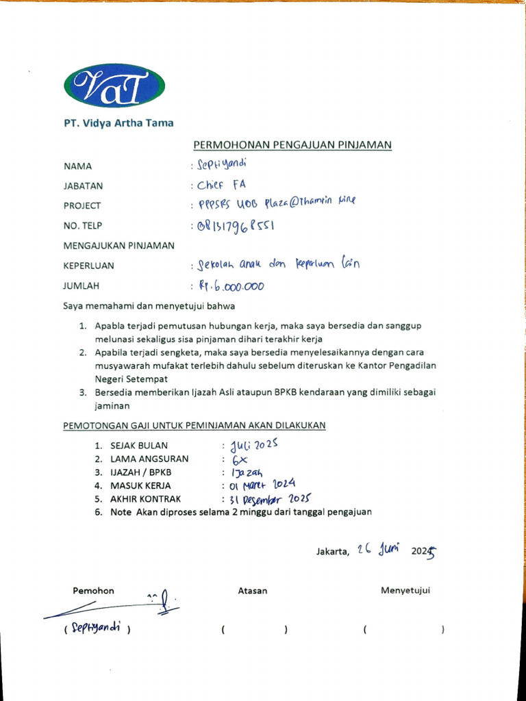 form pengajuan pinjaman | PDF