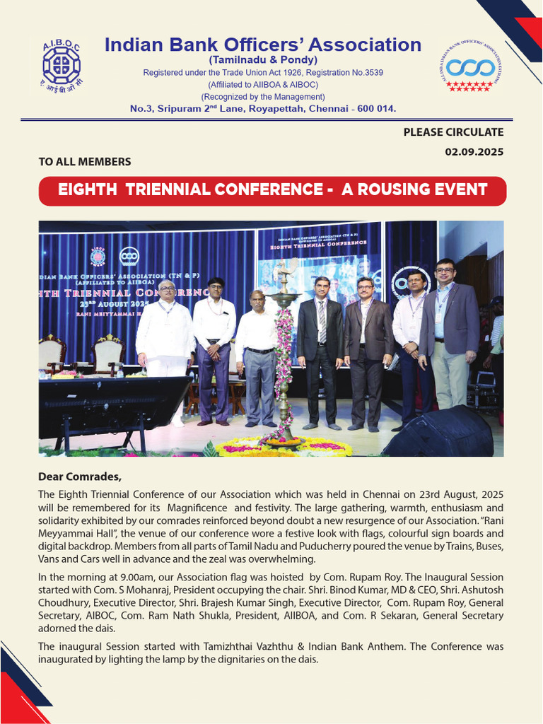 IBOA-Conference Circular - 2025F | PDF | Banks | Pension