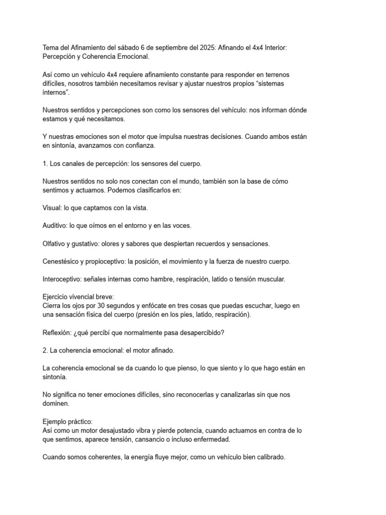 Afinamiento Emocional y Perceptivo | PDF | Las emociones | Percepción