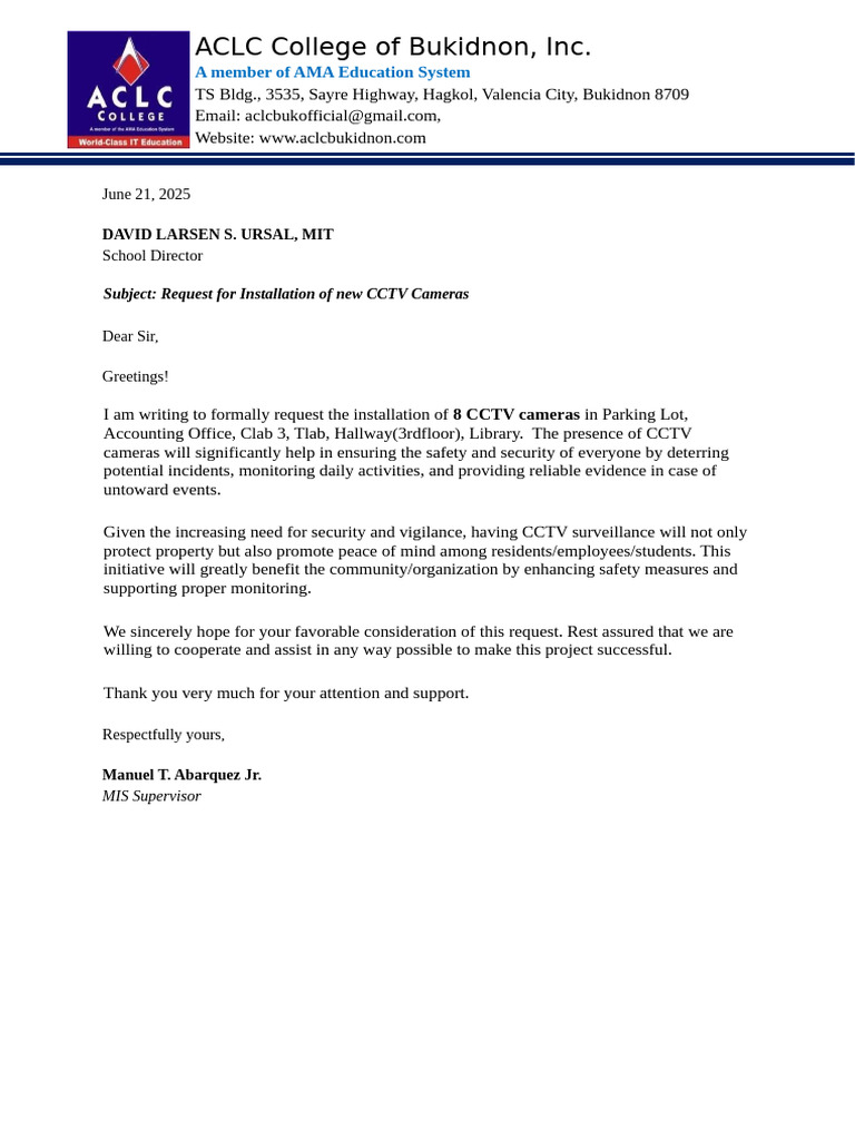 8 CCTV Camera Request | PDF