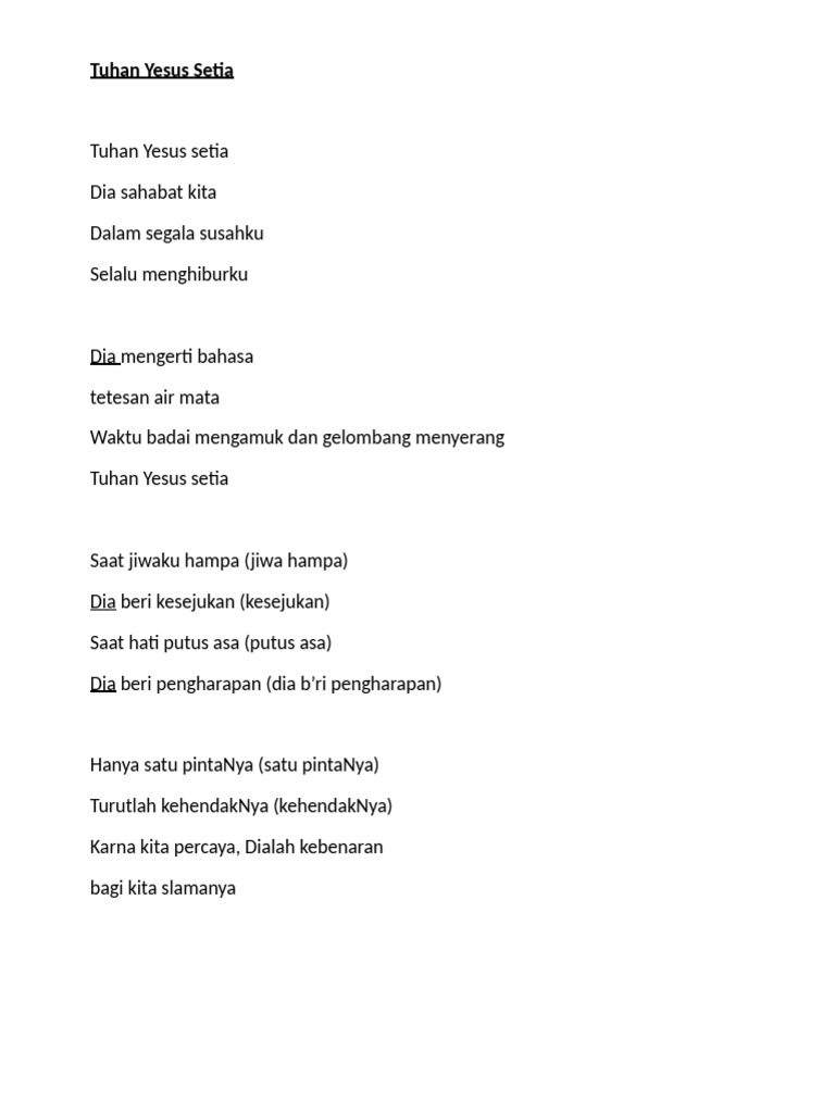 Koor Maria - Tuhan Yesus Setia | PDF