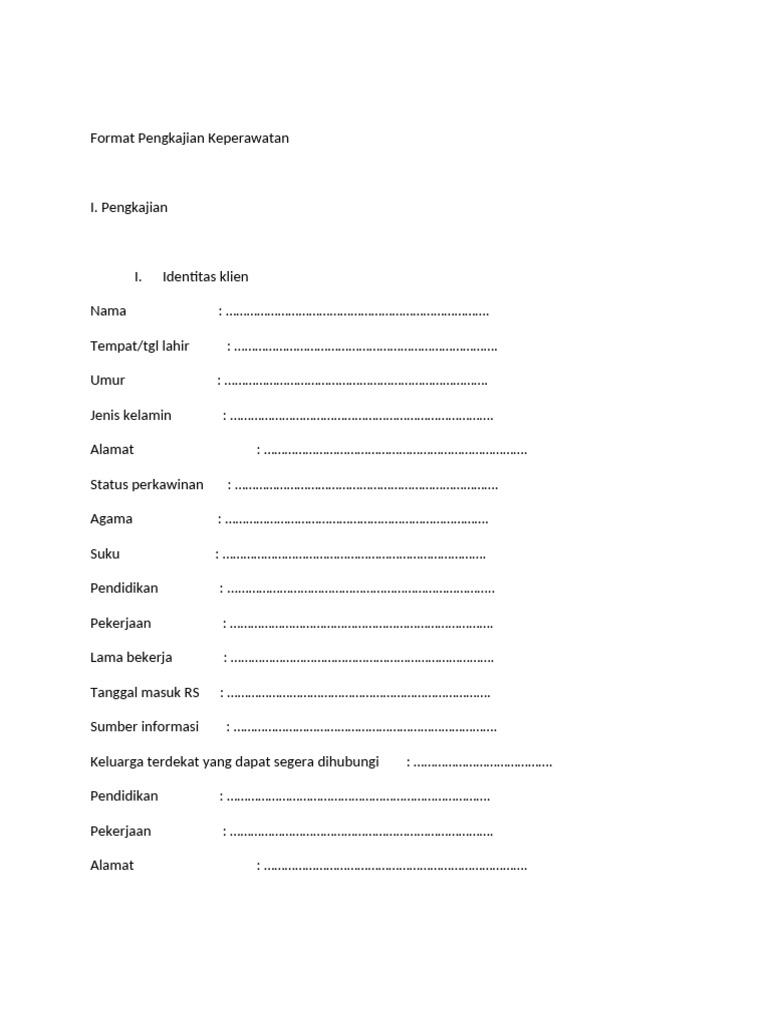 Format Pengkajian Keperawatan | PDF