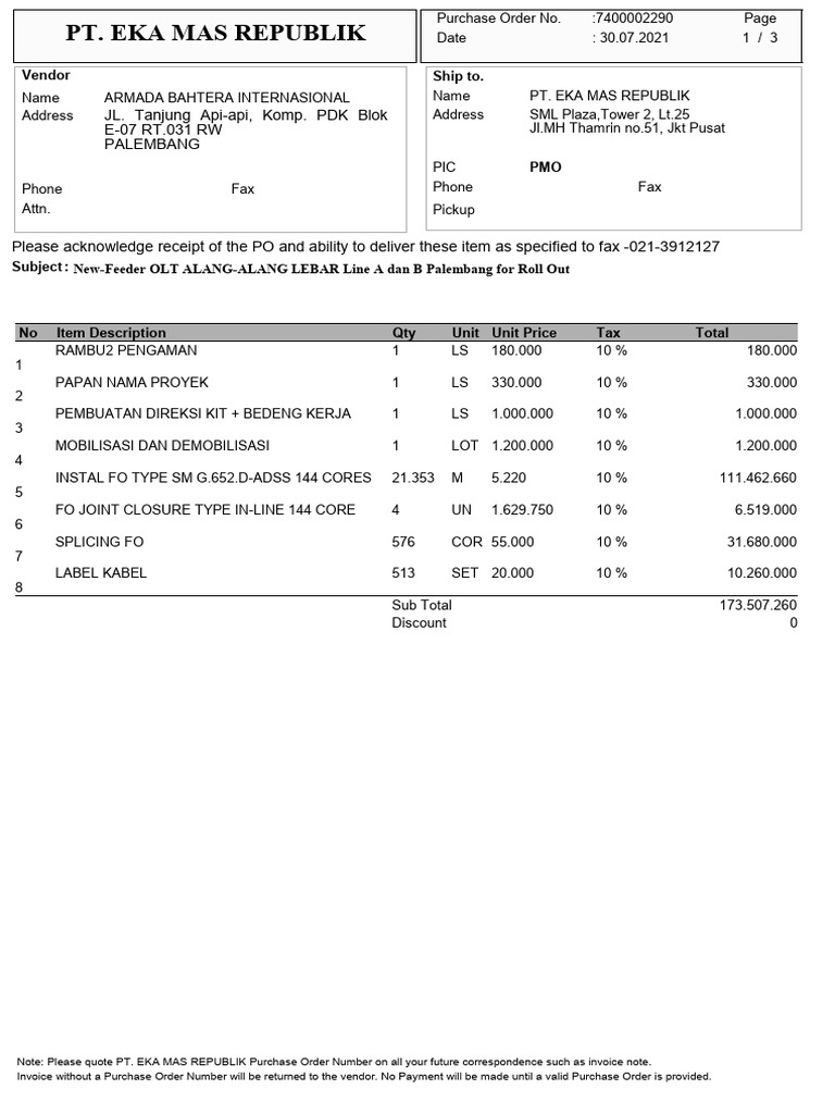 Po New-Feeder Olt Alang-Alang Lebar Line A Dan B Palembang For Roll Out ...