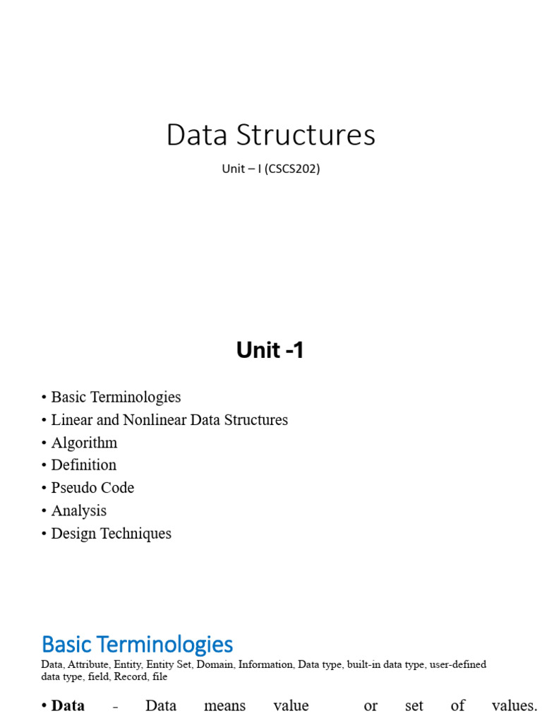 Data Structures Unit 1 PPT v1 | PDF | Time Complexity | Algorithms