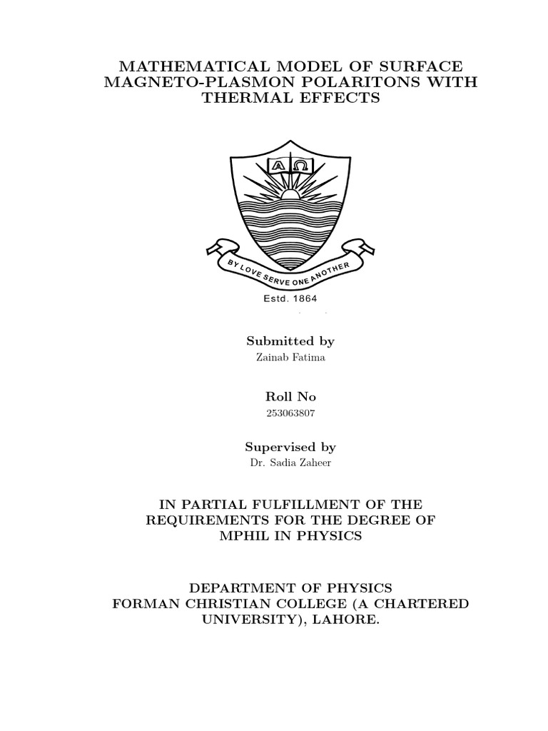 Mphil Final Thesis Zainab Fatima 2023 2025 | PDF | Plasma (Physics) | Waves