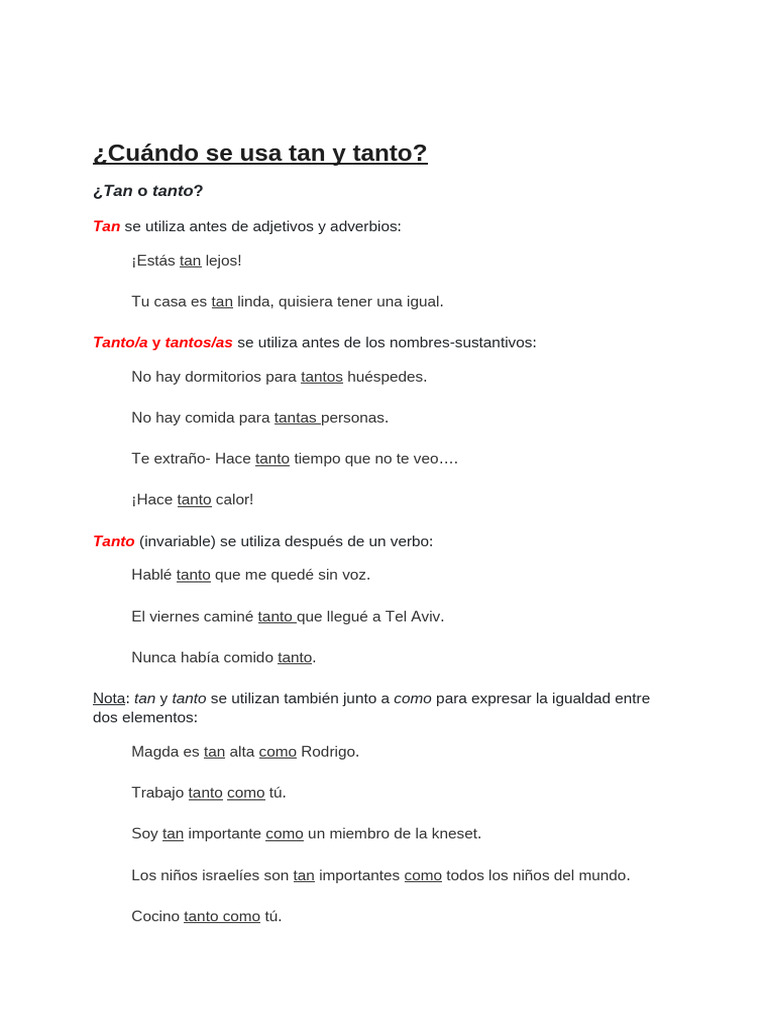 ¿Tan o Tanto | PDF