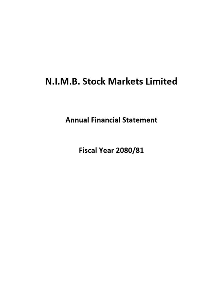 N.I.M.B. Stock Markets FY 2080/81 Report | PDF | Expense | Equity (Finance)