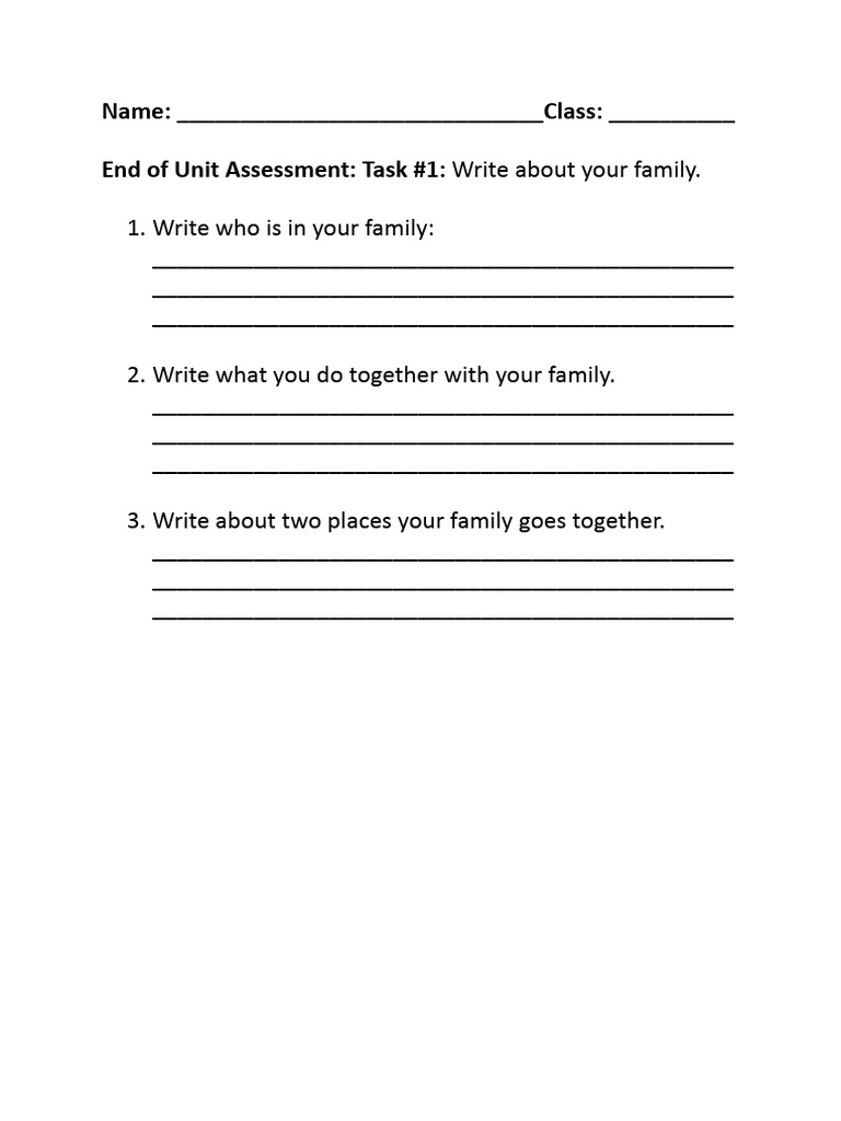 End of Unit 1 Assessment - Task #1 | PDF