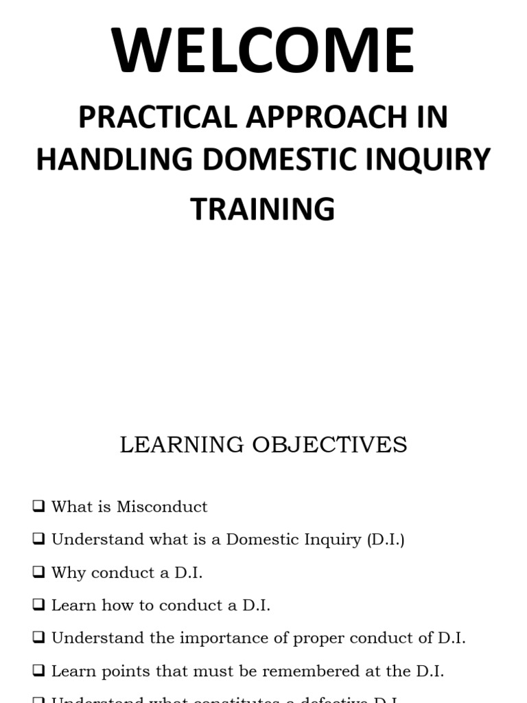 Understanding Domestic Inquiry in HR | PDF | Plea | Witness