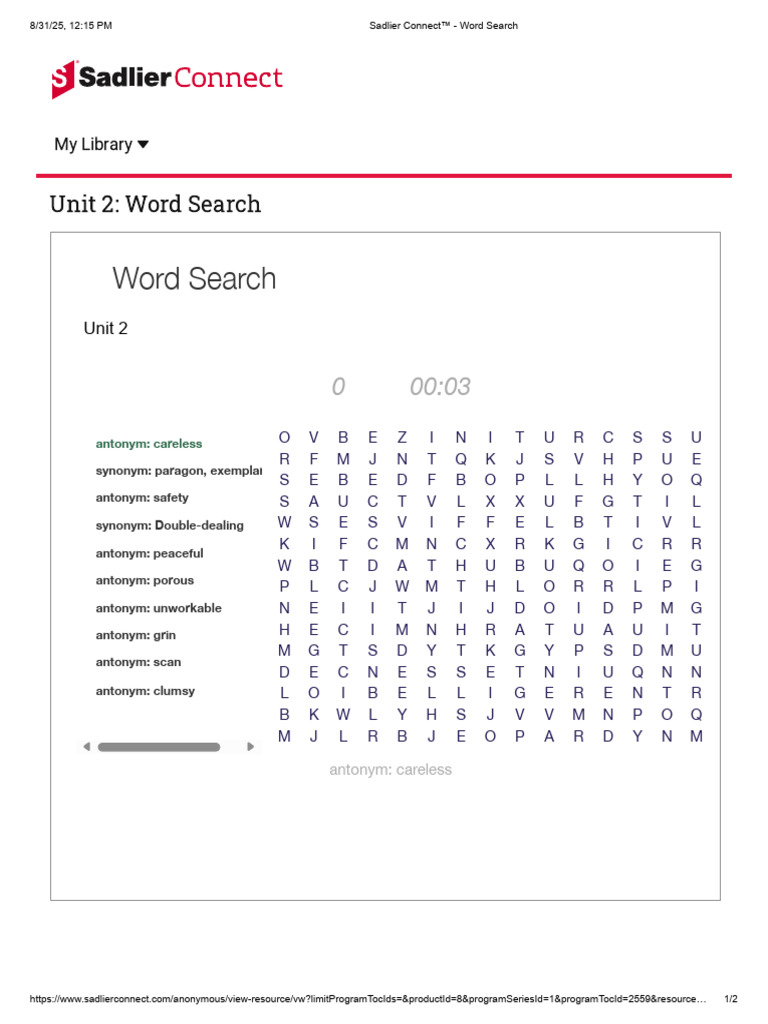 Level E, Unit 2 Word Search | PDF | Lexical Semantics | Vocabulary
