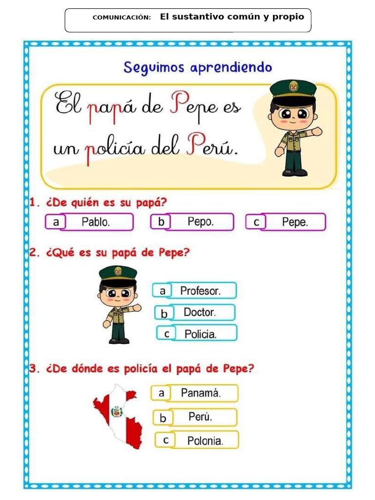 Ficha Comu. Sustantivo Comun y Propio e Imagenes de Las Regiones | PDF