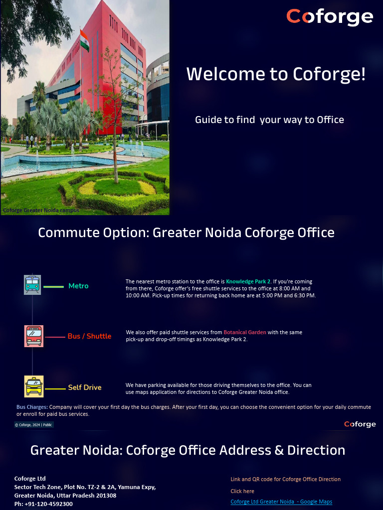Coforge Greater Noida Office Guide | PDF | Public Transport | Bus