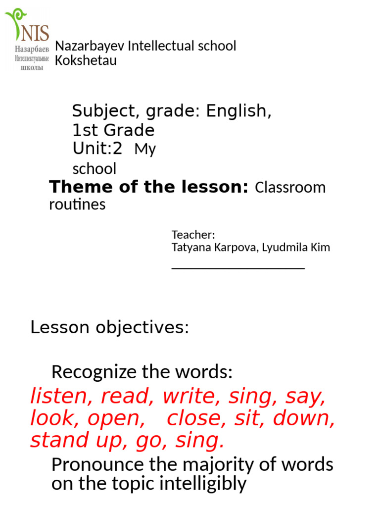 Classroom Routines for 1st Grade English | PDF