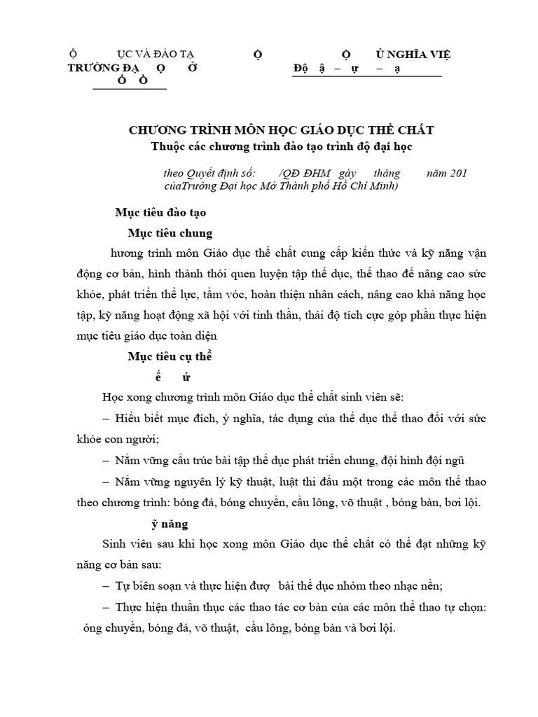 Chương Trình GDTC | PDF