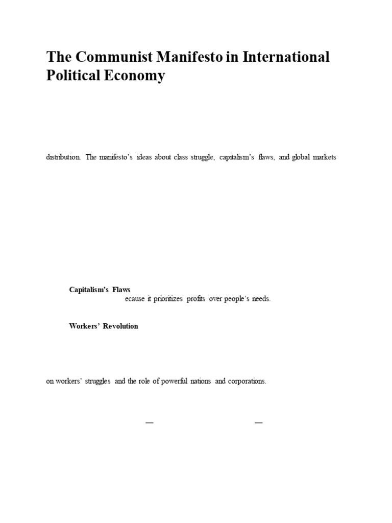 The Communist Manifesto in International Political Economy | PDF ...