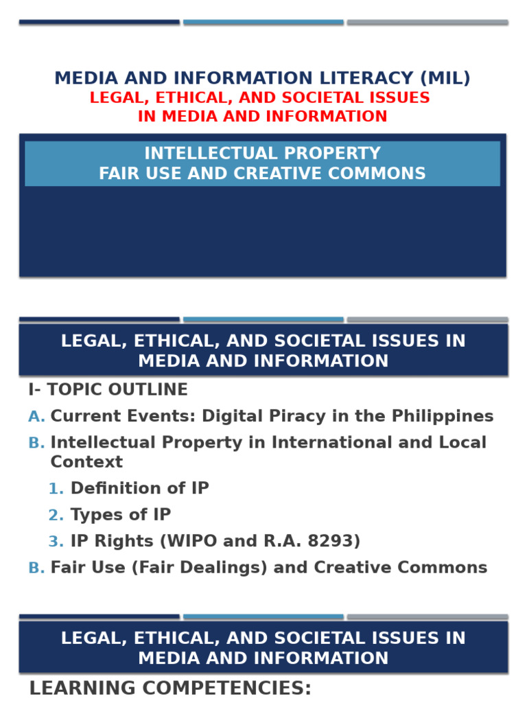 Media Literacy: IP and Ethical Issues | PDF | Intellectual Property ...
