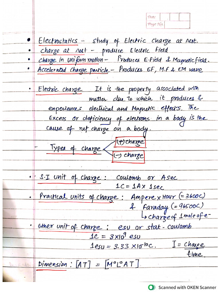 Electrostatic Note 1 | PDF
