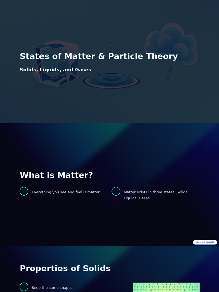 States of Matter and Particle Theory | PDF