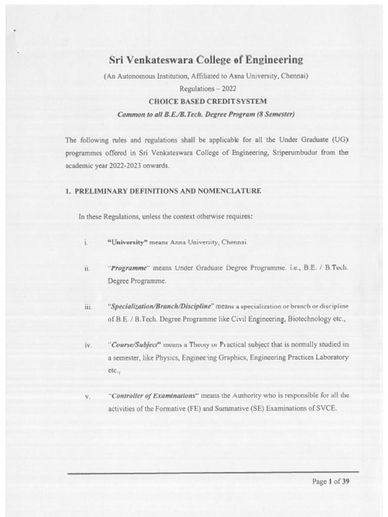 UG R 2022 SVCE R06 With Annexure 1 | PDF