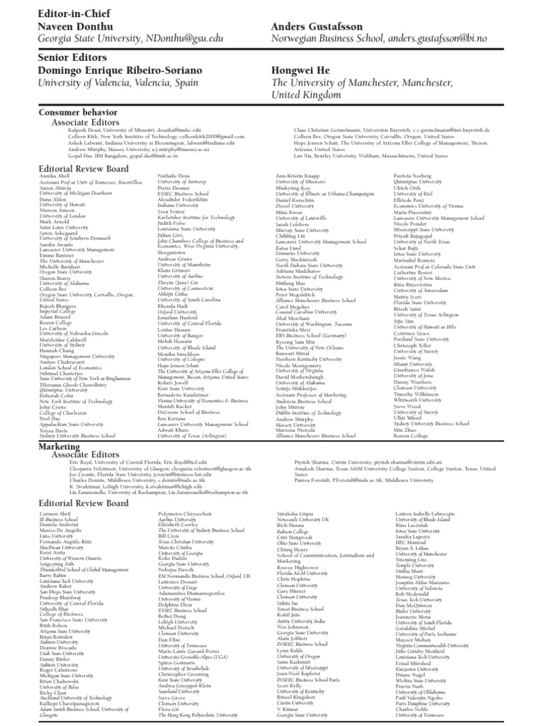 Editorial Board - 2021 - Journal of Business Research | PDF ...