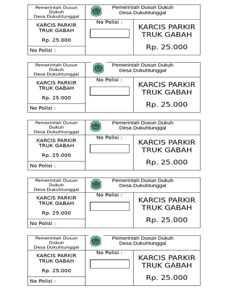 Karcis Parkir | PDF