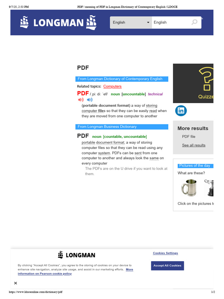 PDF Definition in LDOCE | PDF | Http Cookie | Linguistics