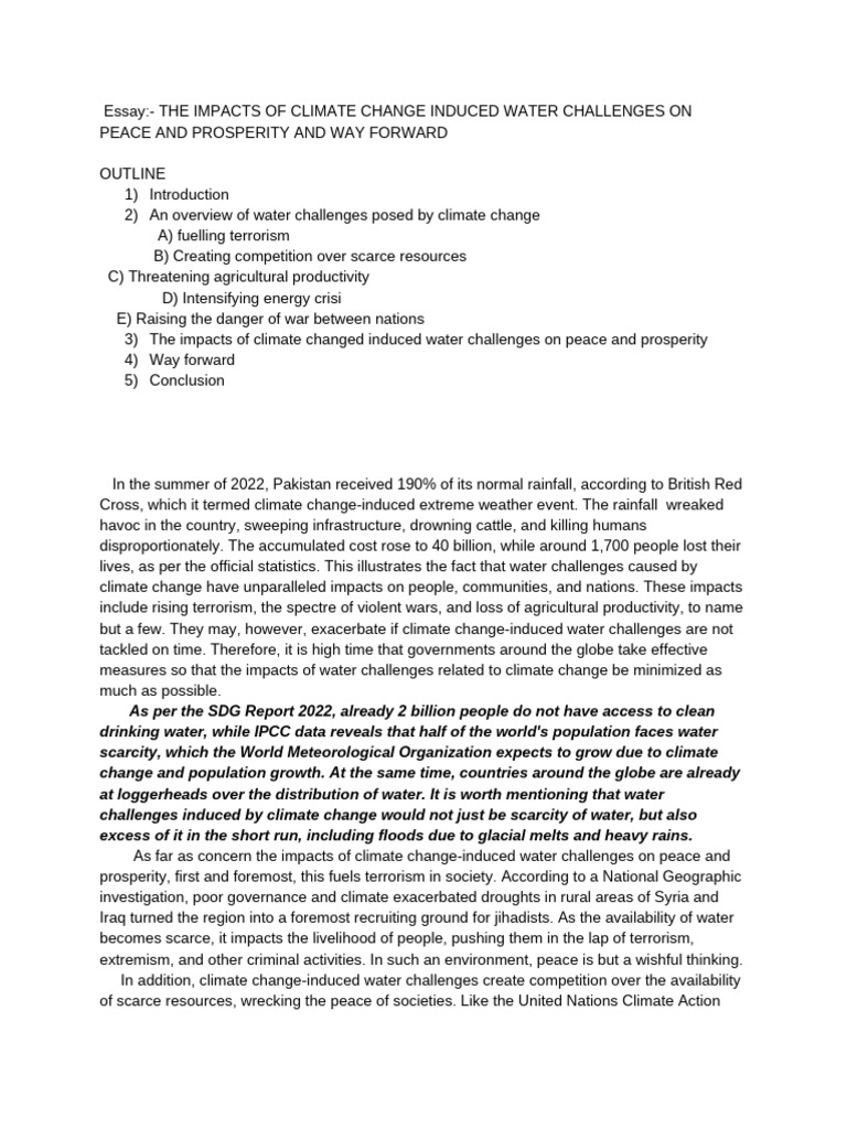 Climate Change Water Challenges Impact | PDF | Climate Change | Water