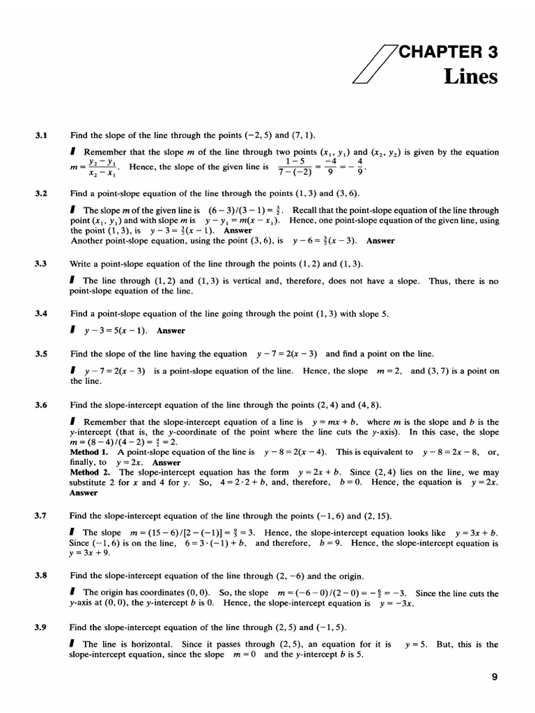 Point-Slope and Slope-Intercept Equations | PDF | Algebra | Elementary ...