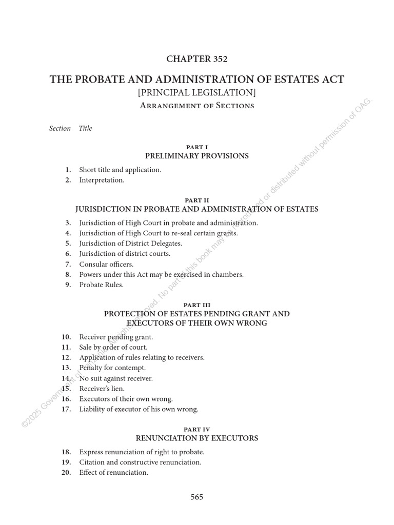 Probate and Administration Act 2023 | PDF | Probate | Will And Testament