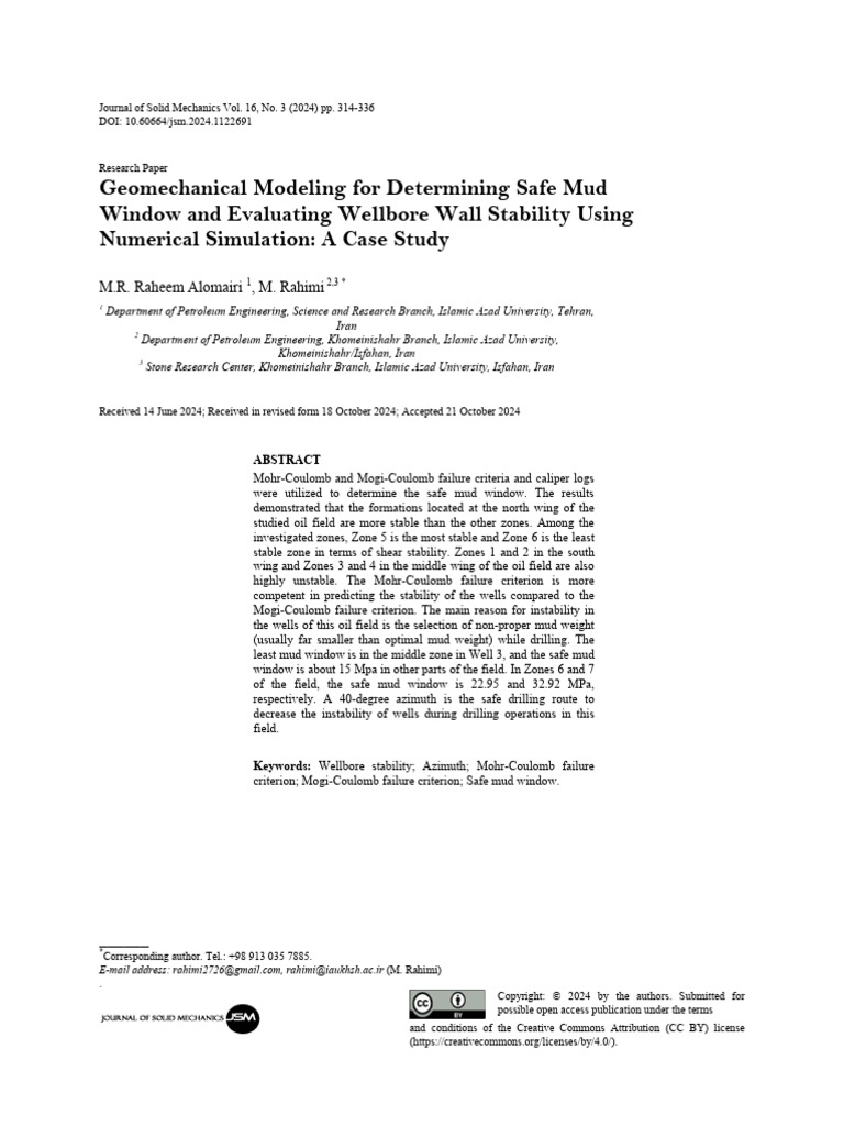 Safe Mud Window and Wellbore Stability Analysis | PDF | Strength Of ...