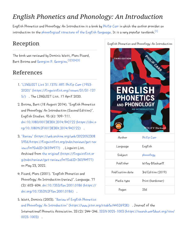English Phonetics and Phonology Overview | PDF | Human Communication ...