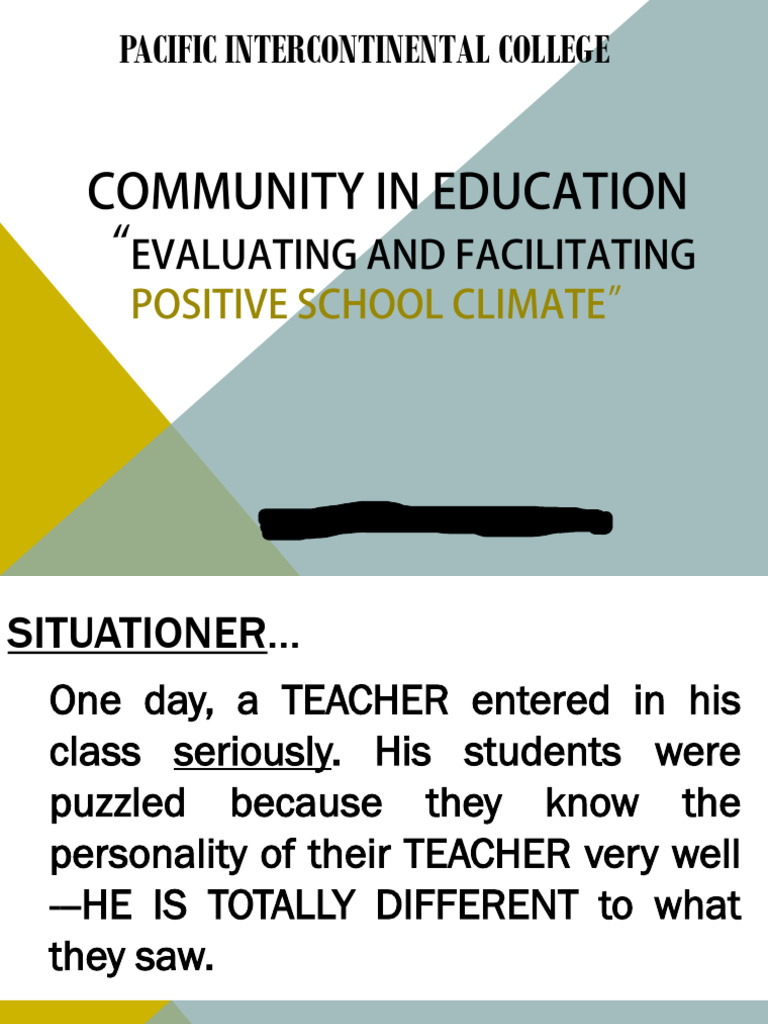 Evaluating and Facilitating Positive School Climate MS CONDE | PDF ...