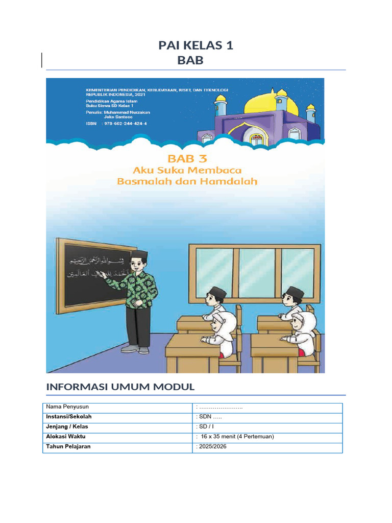 Pembelajaran Basmalah dan Hamdalah Kelas 1 | PDF