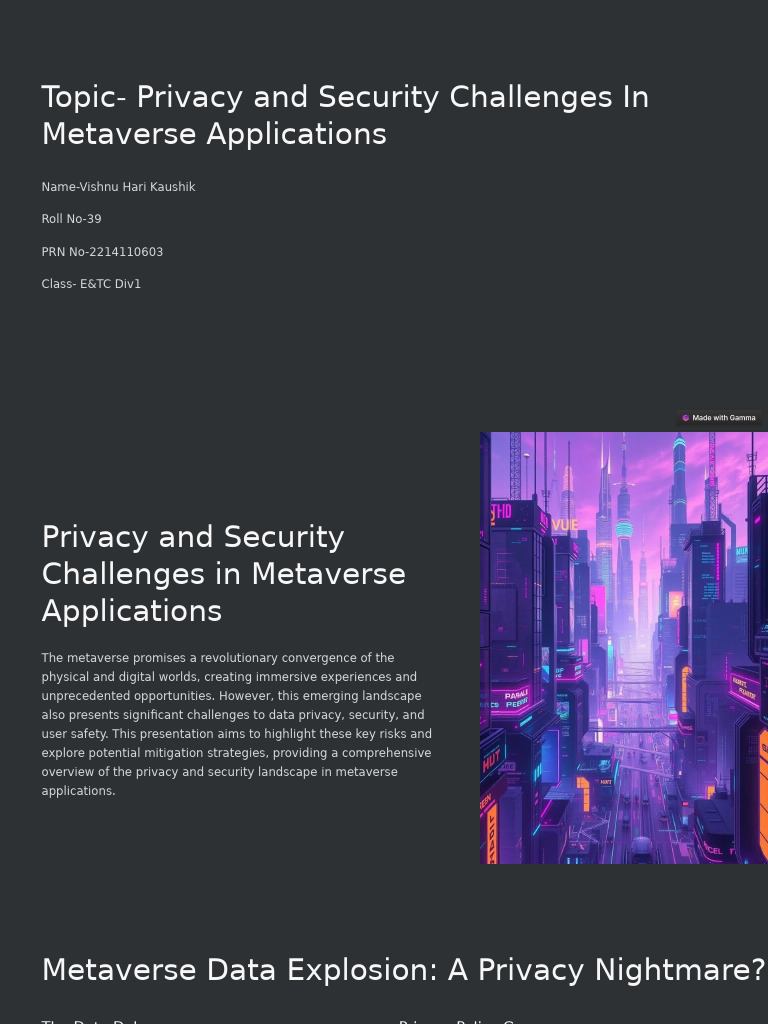 Metaverse Privacy and Security Solutions | PDF | Computer Security ...