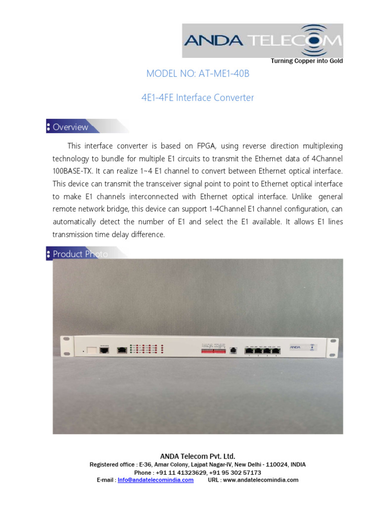 Model No: At-Me1-40B 4E1-4FE Interface Converter: Turning Copper Into ...