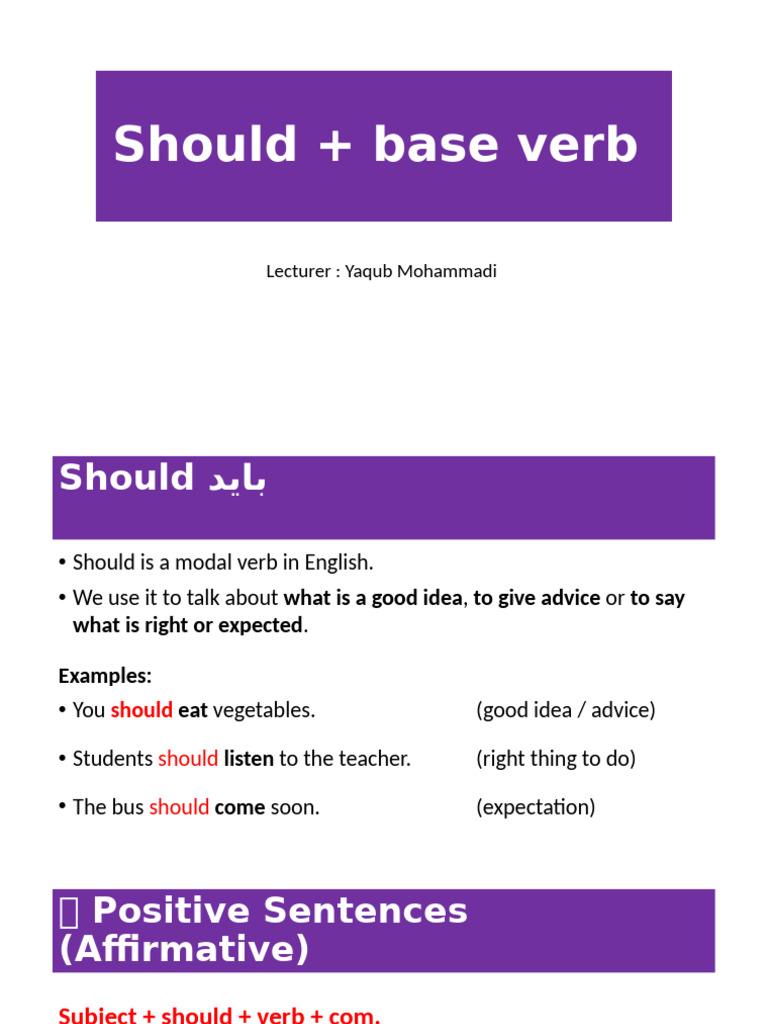 Should + Base Verb | PDF