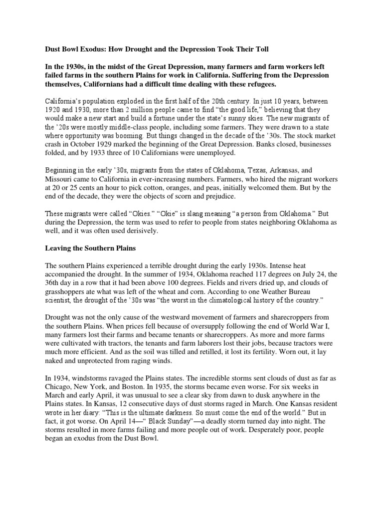 The Dust Bowl Exodus: How Drought, the Depression, and Lack of Support ...