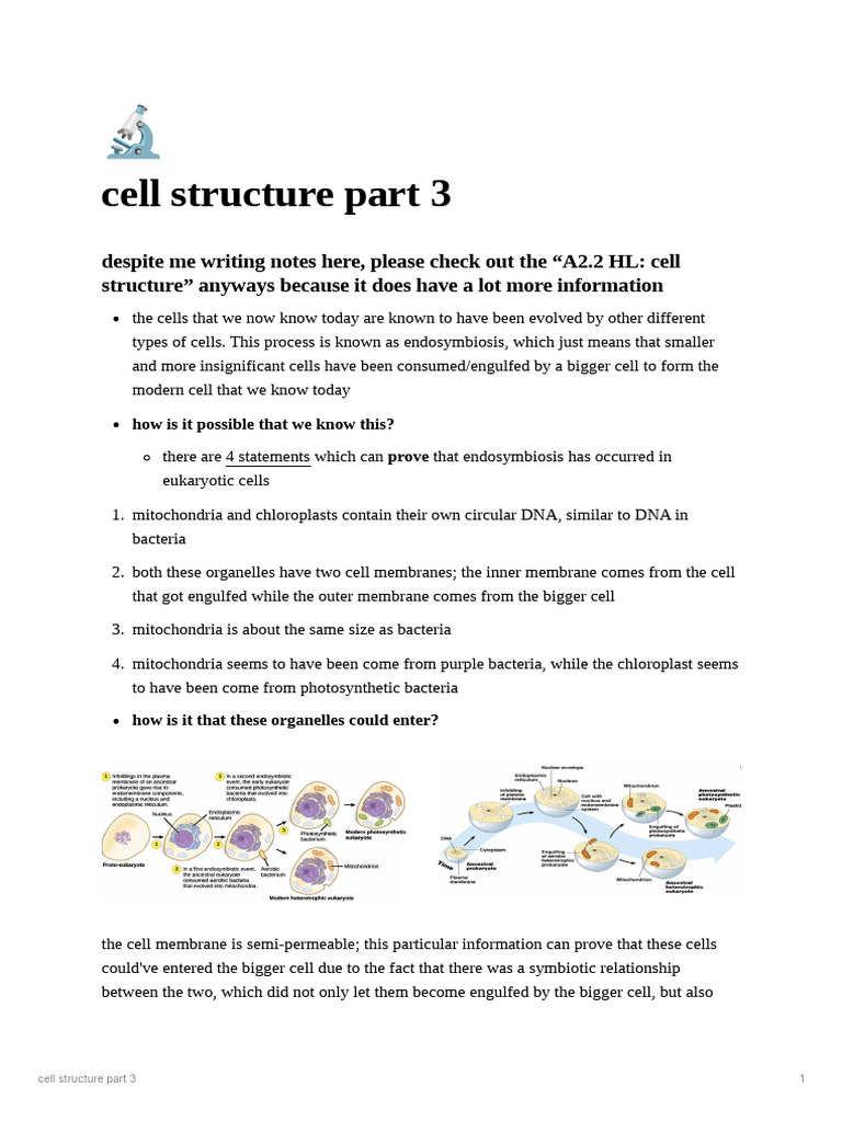 Endosymbiosis and Cell Structure Insights | PDF | Cell (Biology ...