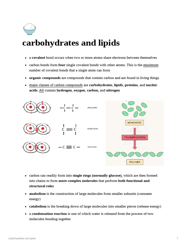 Carbohydrates and Lipids P.S | PDF | Glucose | Carbohydrates