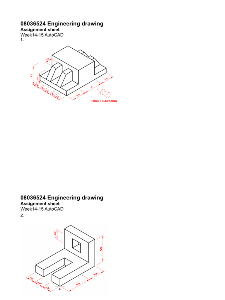 AutoCAD Engineering Drawing Assignment | PDF