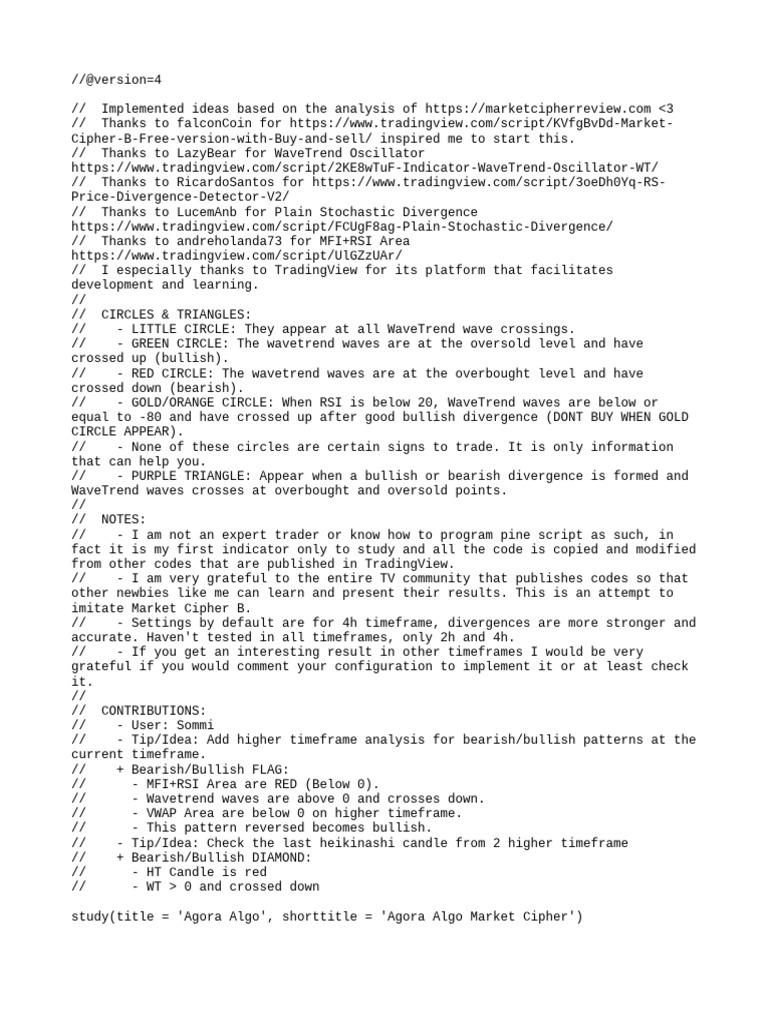 Agora Algo Market Cipher | PDF | Technical Analysis | Economic Forecasting